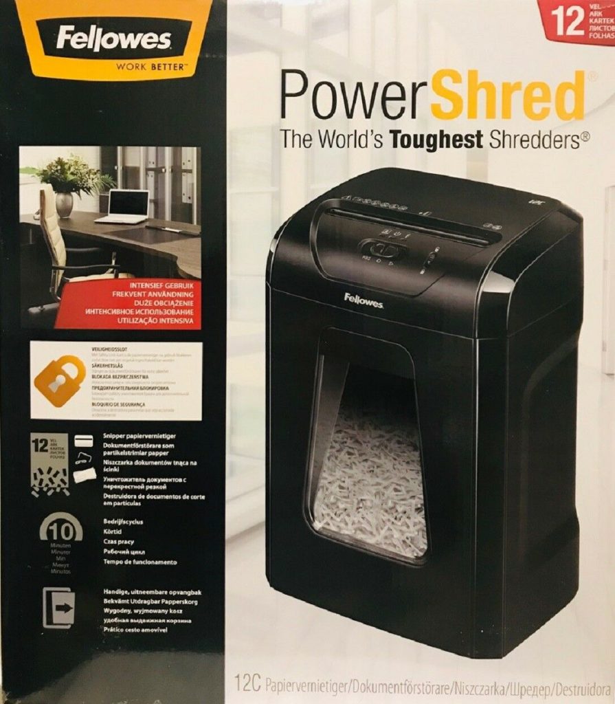 Fellowes Powershred 12C 12-Sheet Cross-Cut Professional Paper Shredder ...